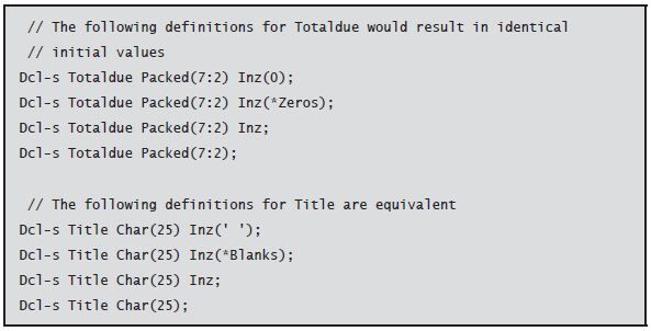 Programming In Ile Rpg Defining Standalone Variables And Assigning Initial Values To Data Mc 6610